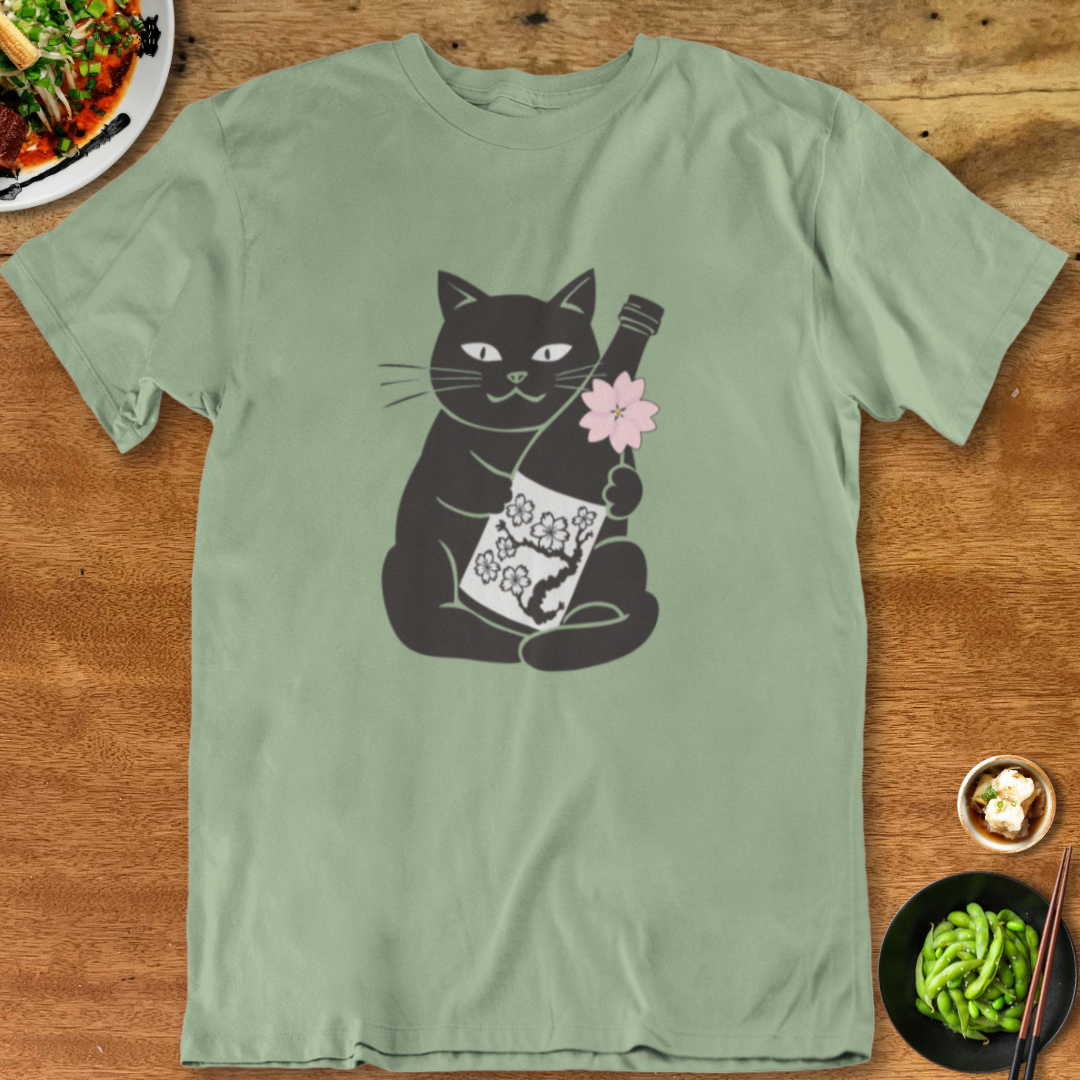 Sakura Sake Cat T-Shirt — Petals, Paws & Pour Decisions – Izakaya ...